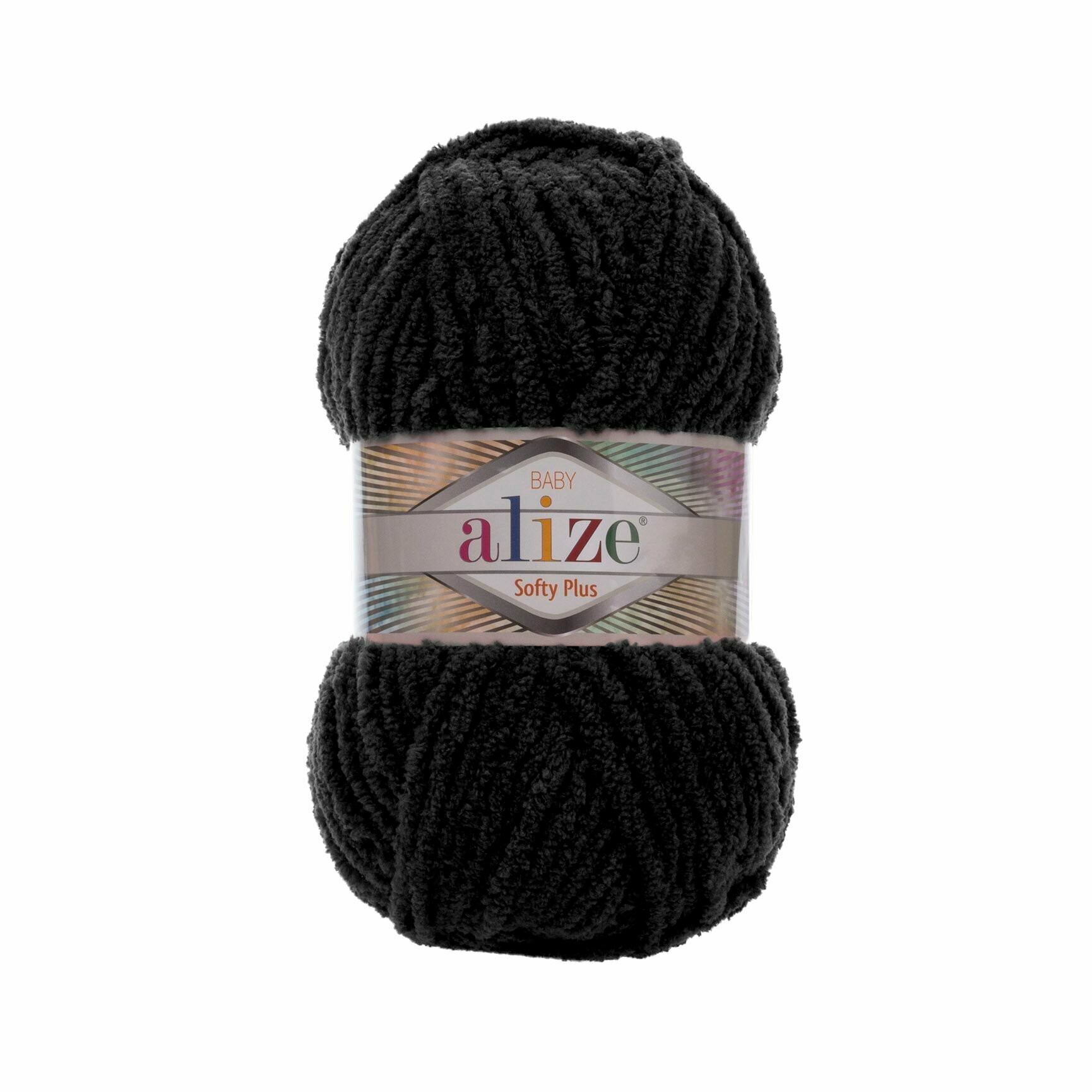 Пряжа для вязания Softy Plus Alize 2 мотка (120 м, 100 гр), цвет 60 черный