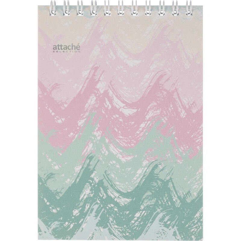 Блокнот А6,60л, кл, греб. верх, обл. мат. лам. Attache Selection Pastel Волны