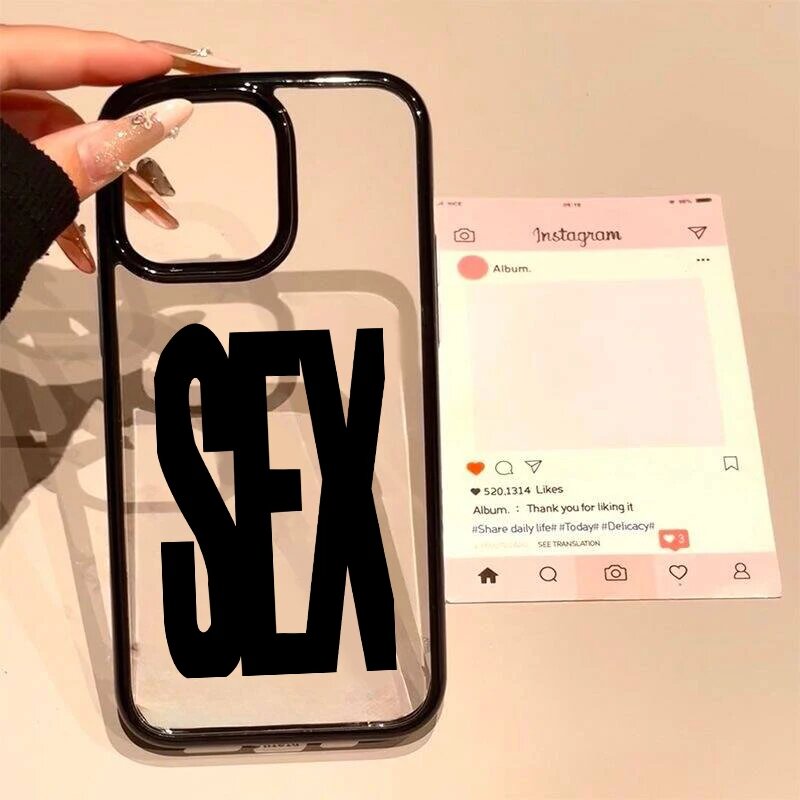 Чехол для iPhone 17 ProMax черный с надписью SEX