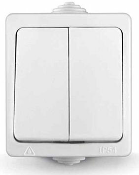 Выключатель двухклавишный UNIVersal Аллегро , IP-54, о/у, 10А, 220В, белый