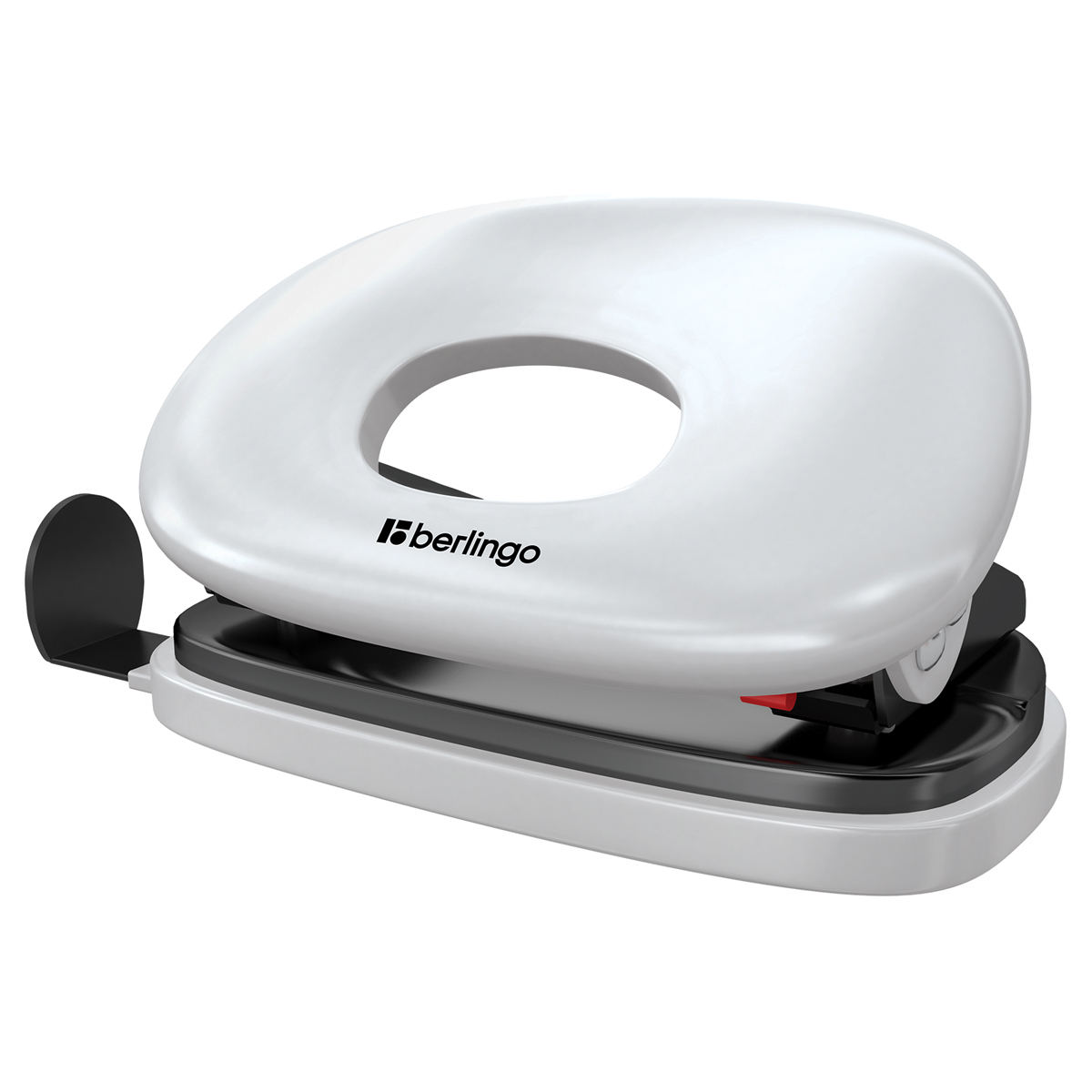 Дырокол пластиковый с линейкой 10л Berlingo Round черный с белым DDp_10101