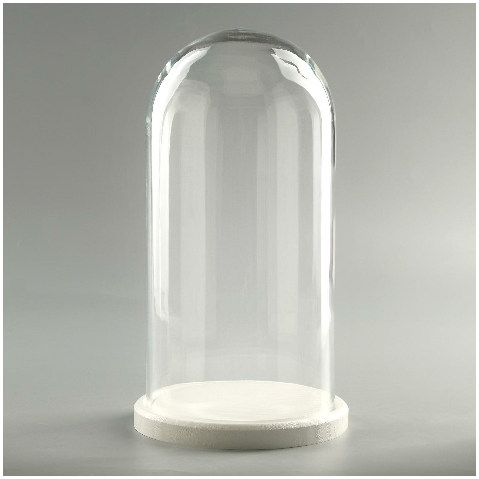 Стеклянный купол-клош на деревянной подставке «Венсан», 30×15 см, белый