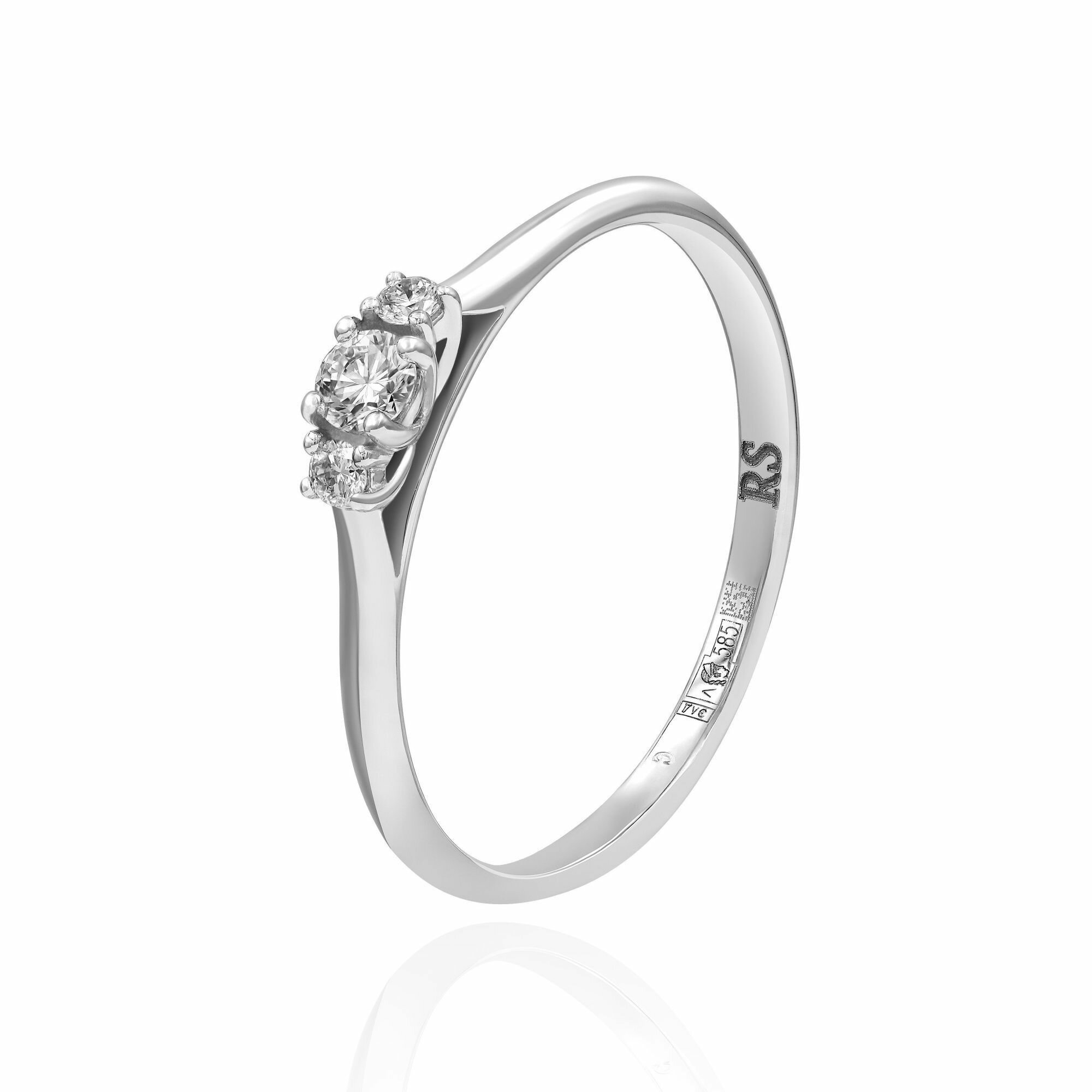 Кольцо помолвочное, белое золото, 585 проба, родирование, бриллиант