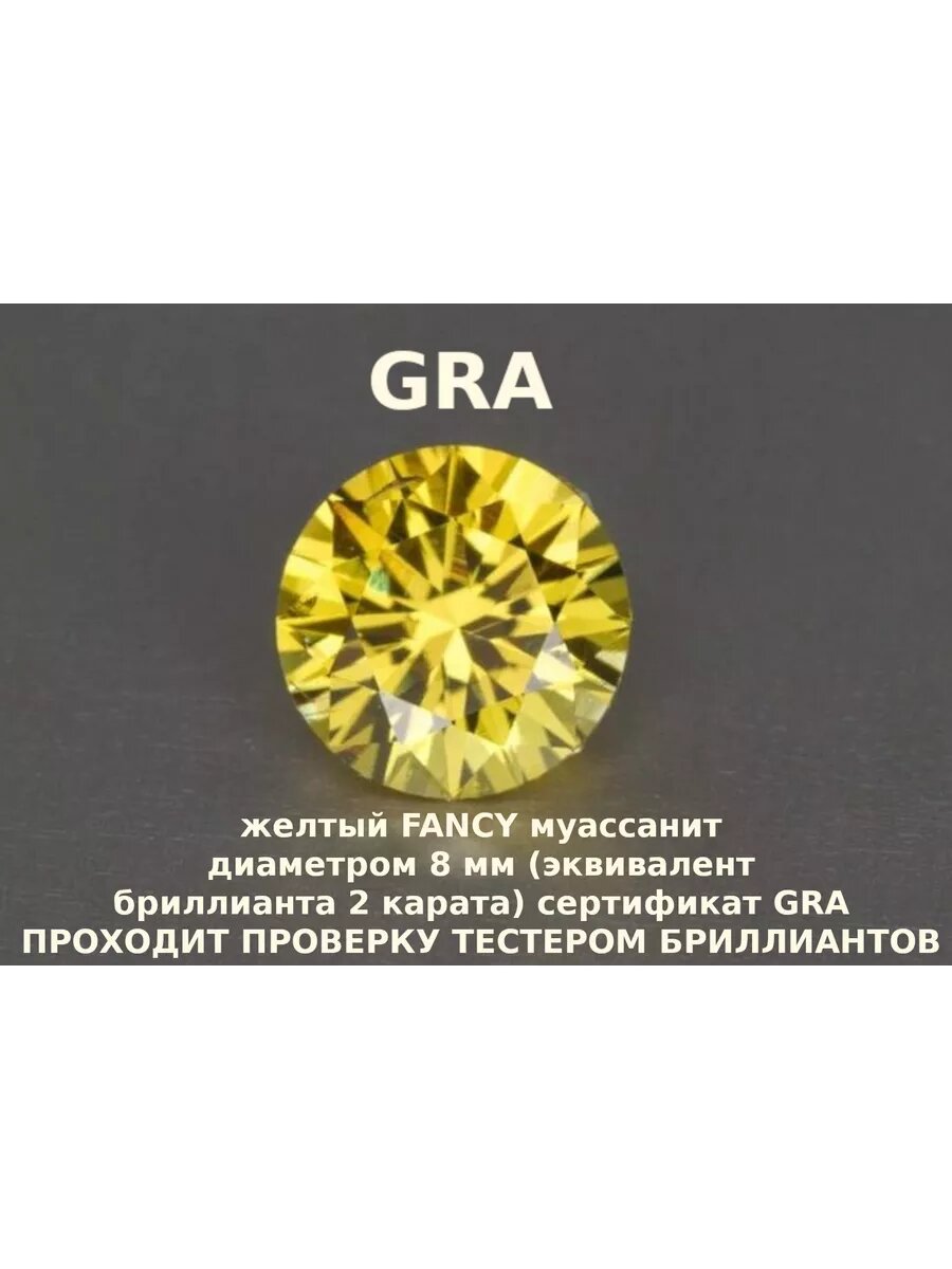 Муассанит Отдельно Бриллиант Желтый Fancy 8 мм 2ct Круг 57гр