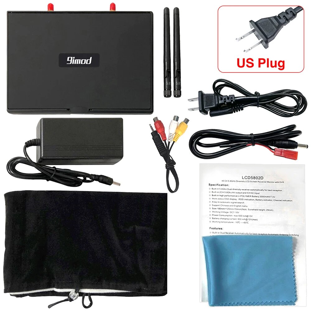 9IMOD LCD5802D FPV монитор 7 дюймов US Plug