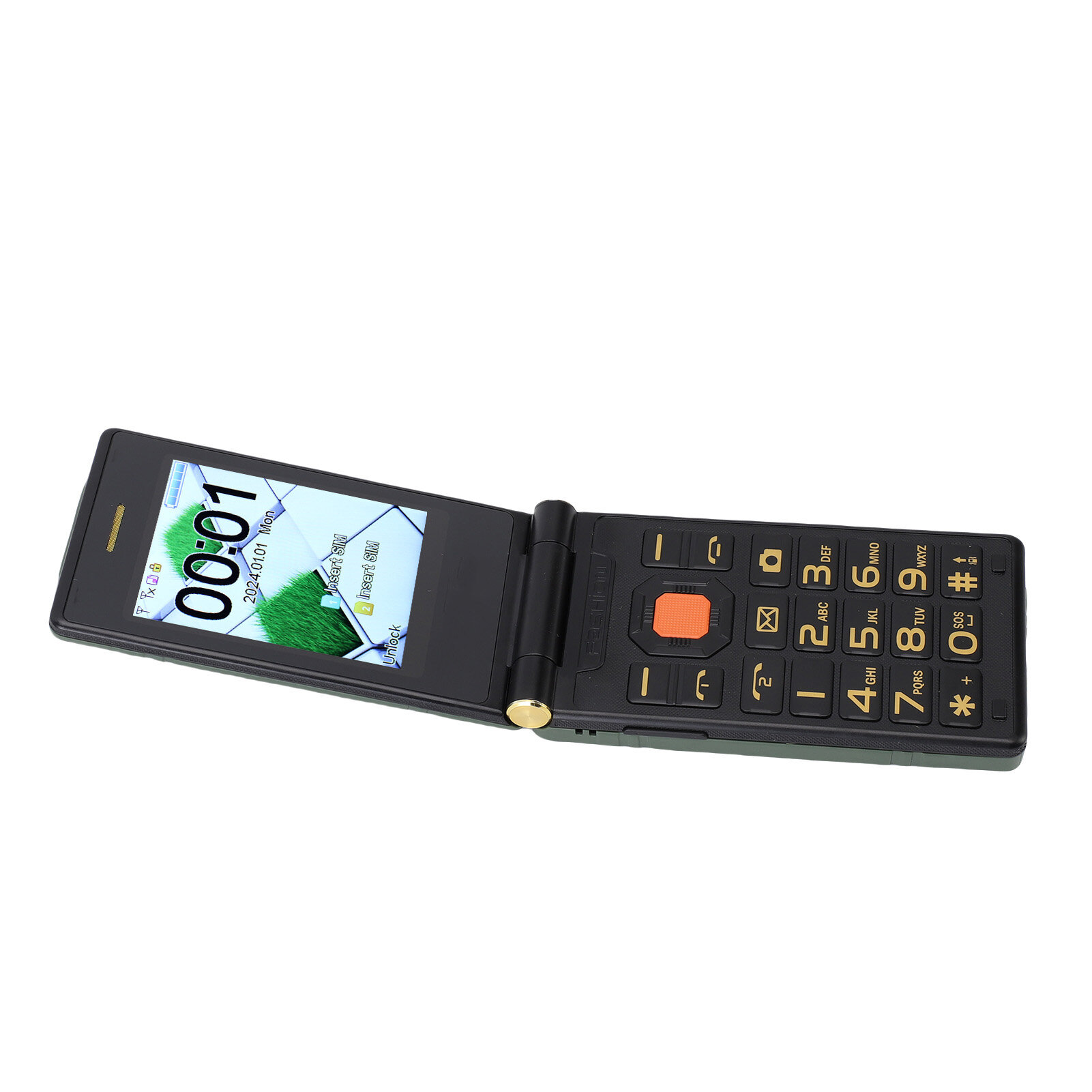 Телефон-раскладушка, двойной экран, 2G, длительный режим ожидания, две SIM-карты, аккумулятор 4800 мАч, голосовая трансляция, раскладной сотовый телефон