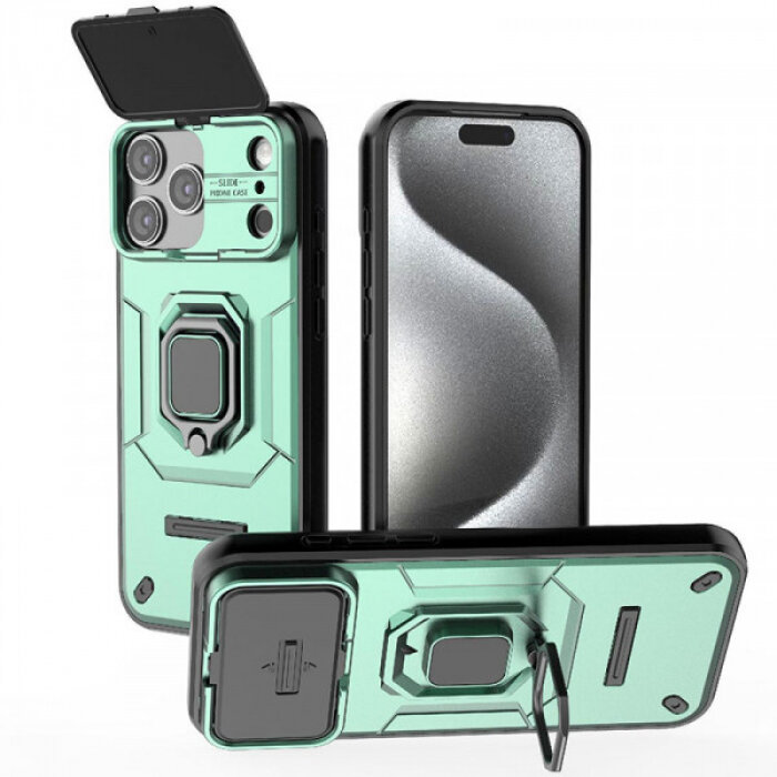 Transformer Ring Holder Противоударный чехол с кольцом и шторкой камеры для iPhone 17 Pro Max