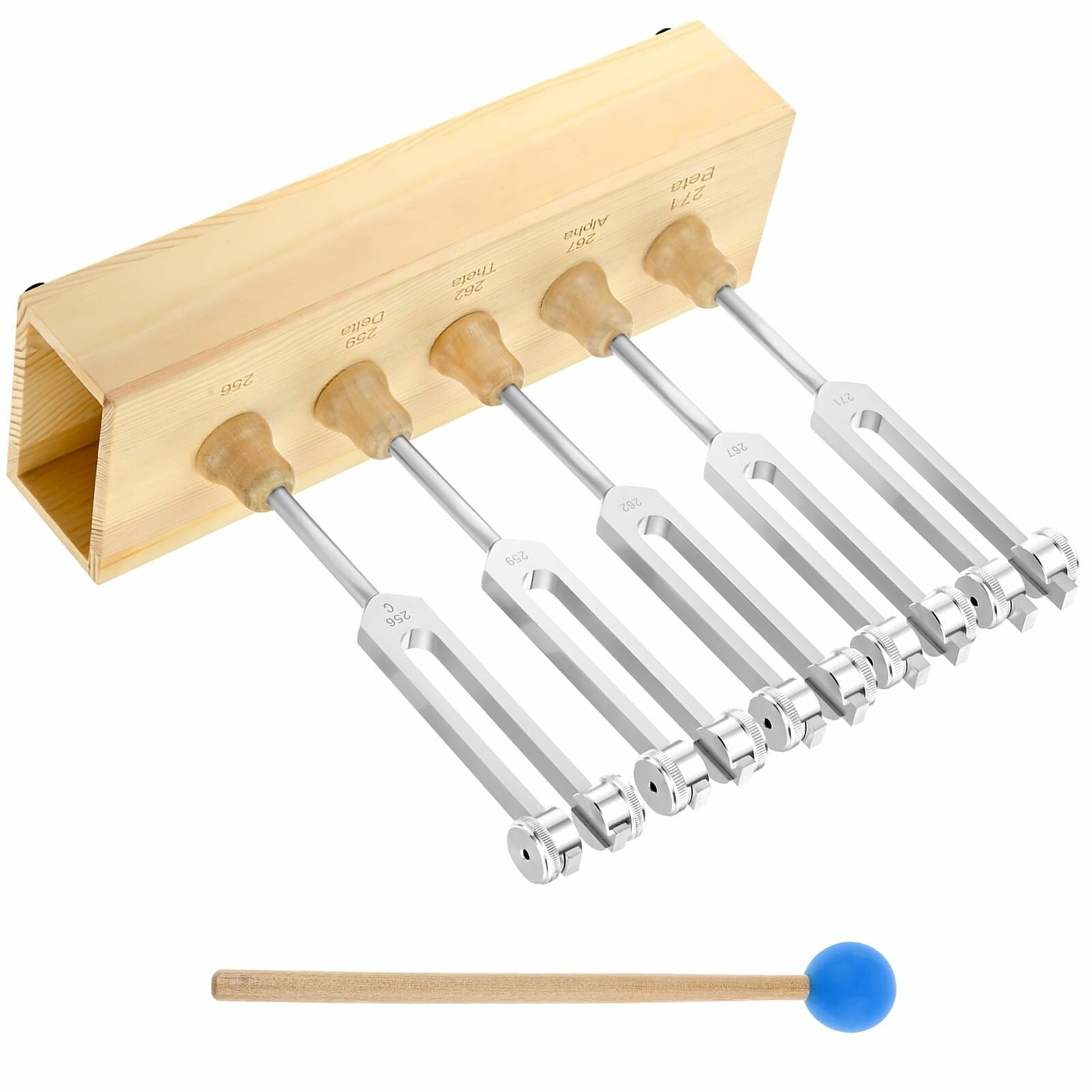 5 шт Вибрационные камертоны с деревянным резонансным ящиком