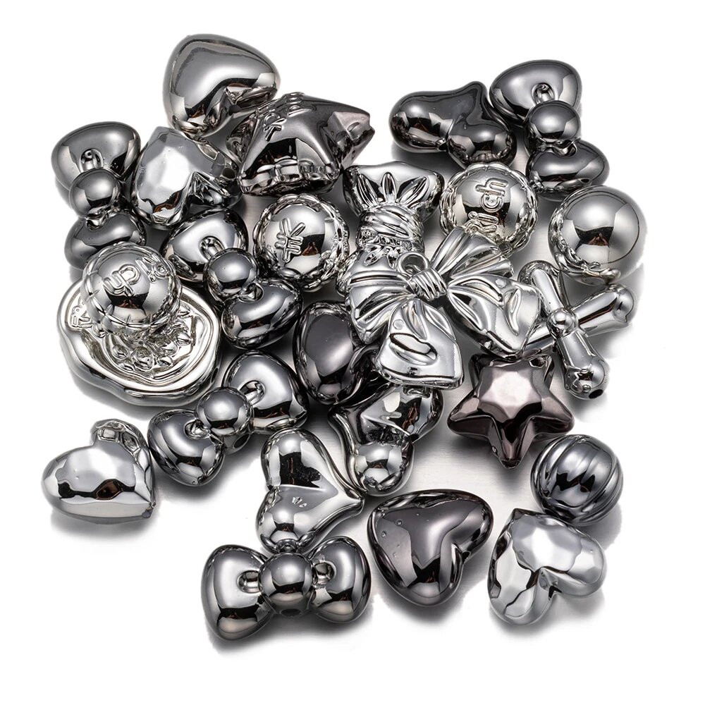 Серебряные акриловые бусины Gun Black Silver 20г