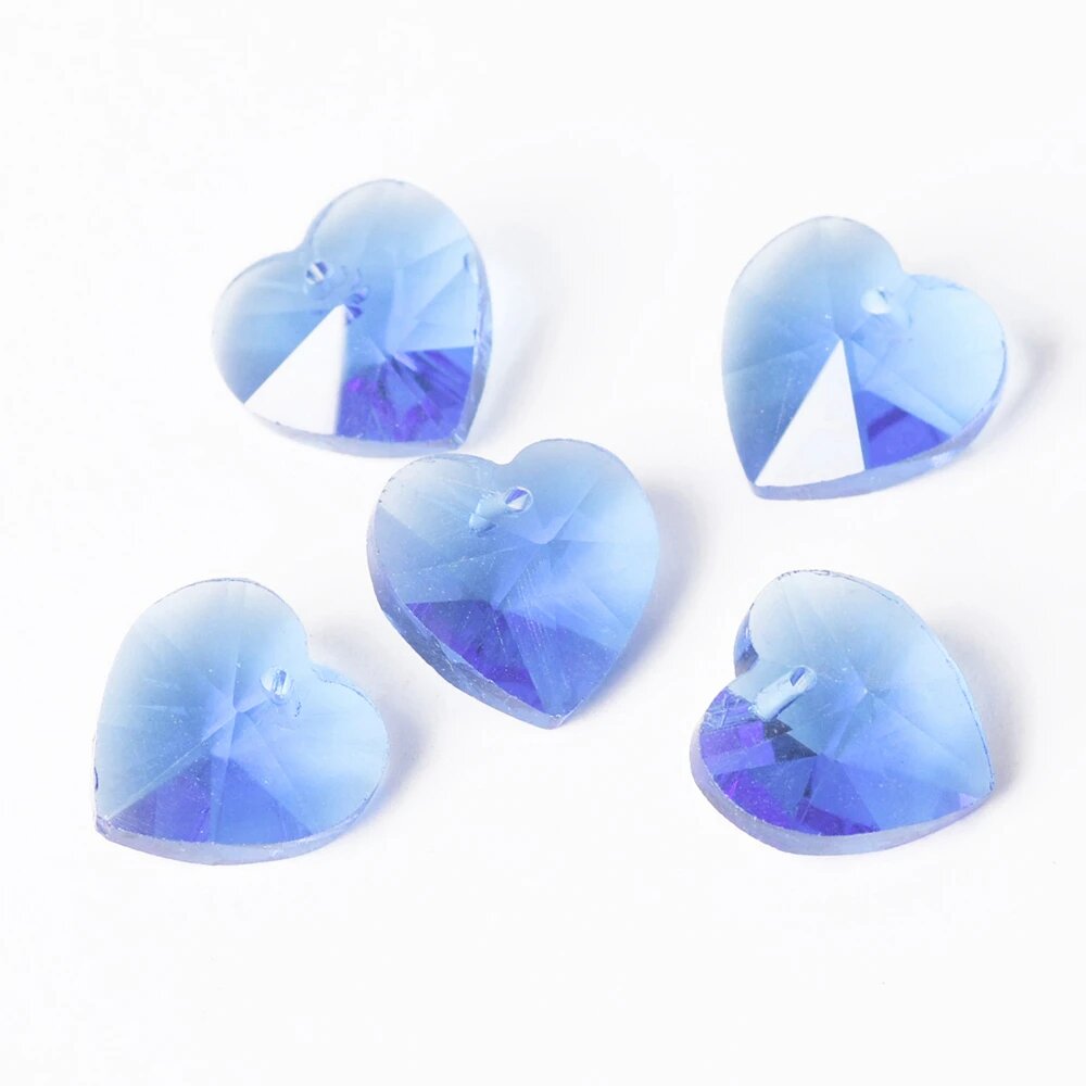 Хрустальные бусины в форме сердца Weargolsil 10 мм / 14 мм 10MM-10PCS, Голубой, Light Blue