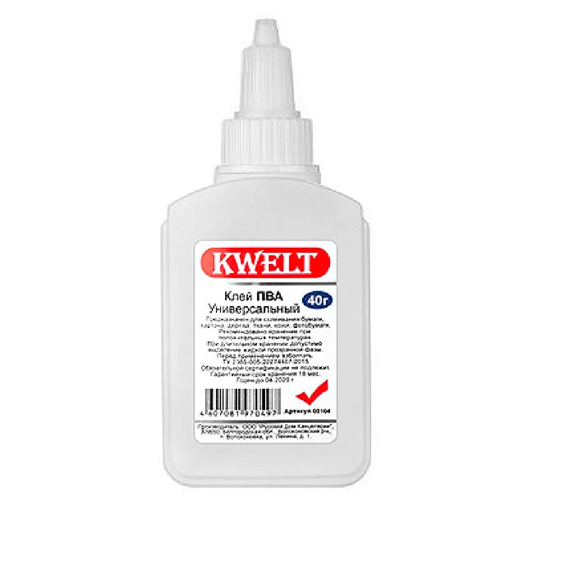 Клей ПВА " KWELT ", 40г, с дозатором, количество: 10 штук/уп