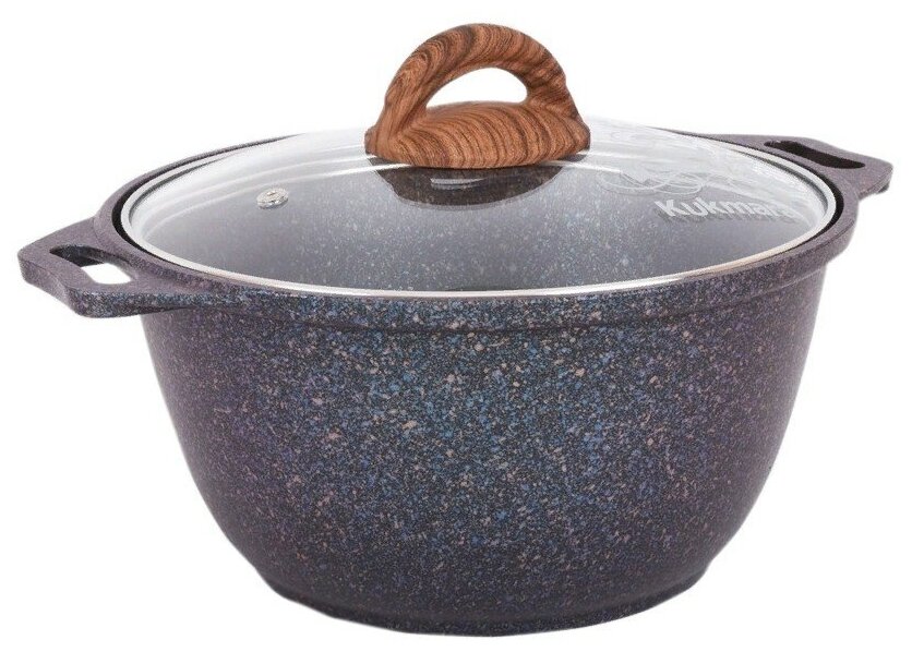 Кастрюля Kukmara кгг32а литая 3л, крышка стекло, АП, Granit ultra blue