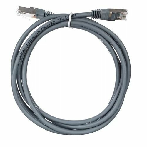 Патч-корд PREMIER NA102-FTP-C5E-2M литой (molded), FTP, cat.5E, 2м, 4 пары, алюминий омедненный, серый