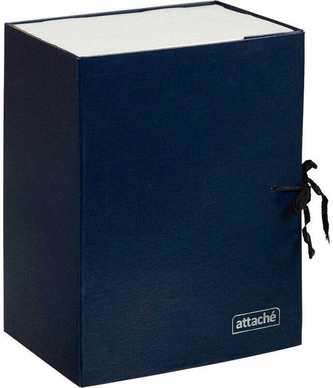 Папка архивная Attache А4 из бумвинила синяя 150 мм (складная, 2 х/б завязки, до 1500 листов), 1100200