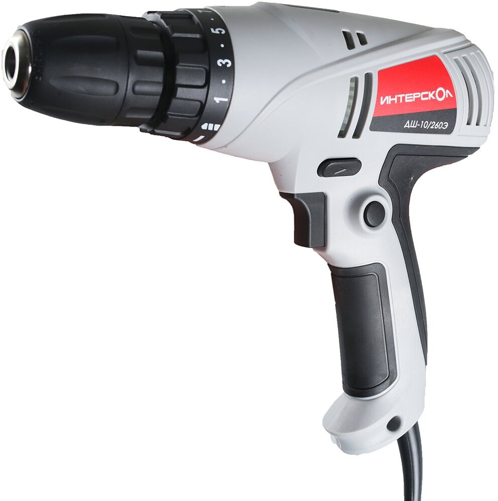 Дрель-шуроповёрт Интерскол ДШ-10/260Э, быстрозажимной патрон, удобная рукоятка