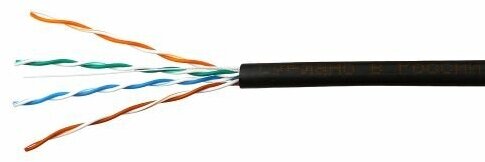 Кабель витая пара U/UTP 5e кат. 4 пары SkyNet CSS-UTP-4-CU-OUT 24AWG(0.48 мм), медь, одножильный (solid), внешний, PE, чёрный, уп/305м 'Standart'