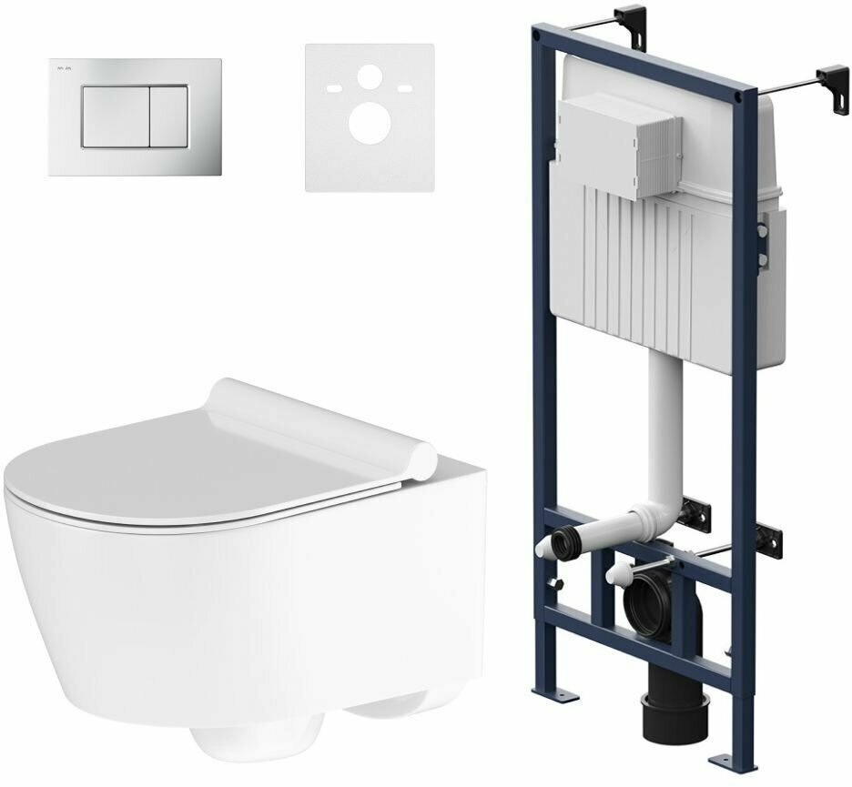 Инсталляция AM.PM с подвесным унитазом Damixa Luna DX46. IS40231.1700 безободковый, комплект 6 в 1 с сиденьем микролифт