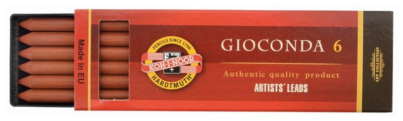 Сангина Koh-I-Noor "Gioconda", коричневая красная, стержень, 5,6мм, 6шт, пластик короб