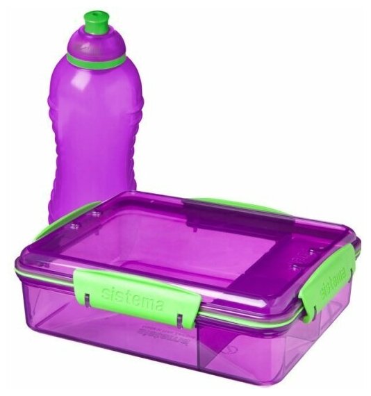 Набор Sistema контейнер с разделителями 975мл и бутылка 330мл, фиолетовый, 41575