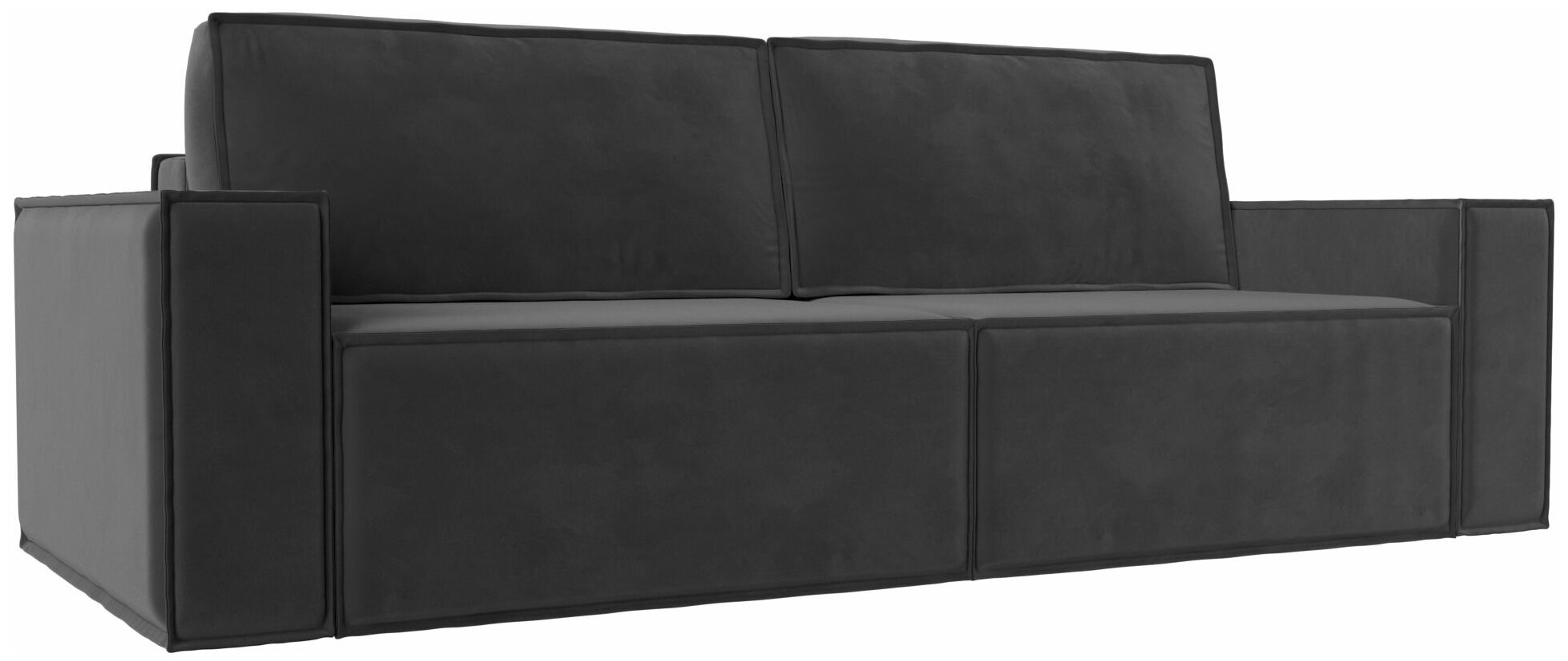 Диван прямой Куба, велюр, механизм еврокнижка, серый, 245x116x92см. Хит Диванов