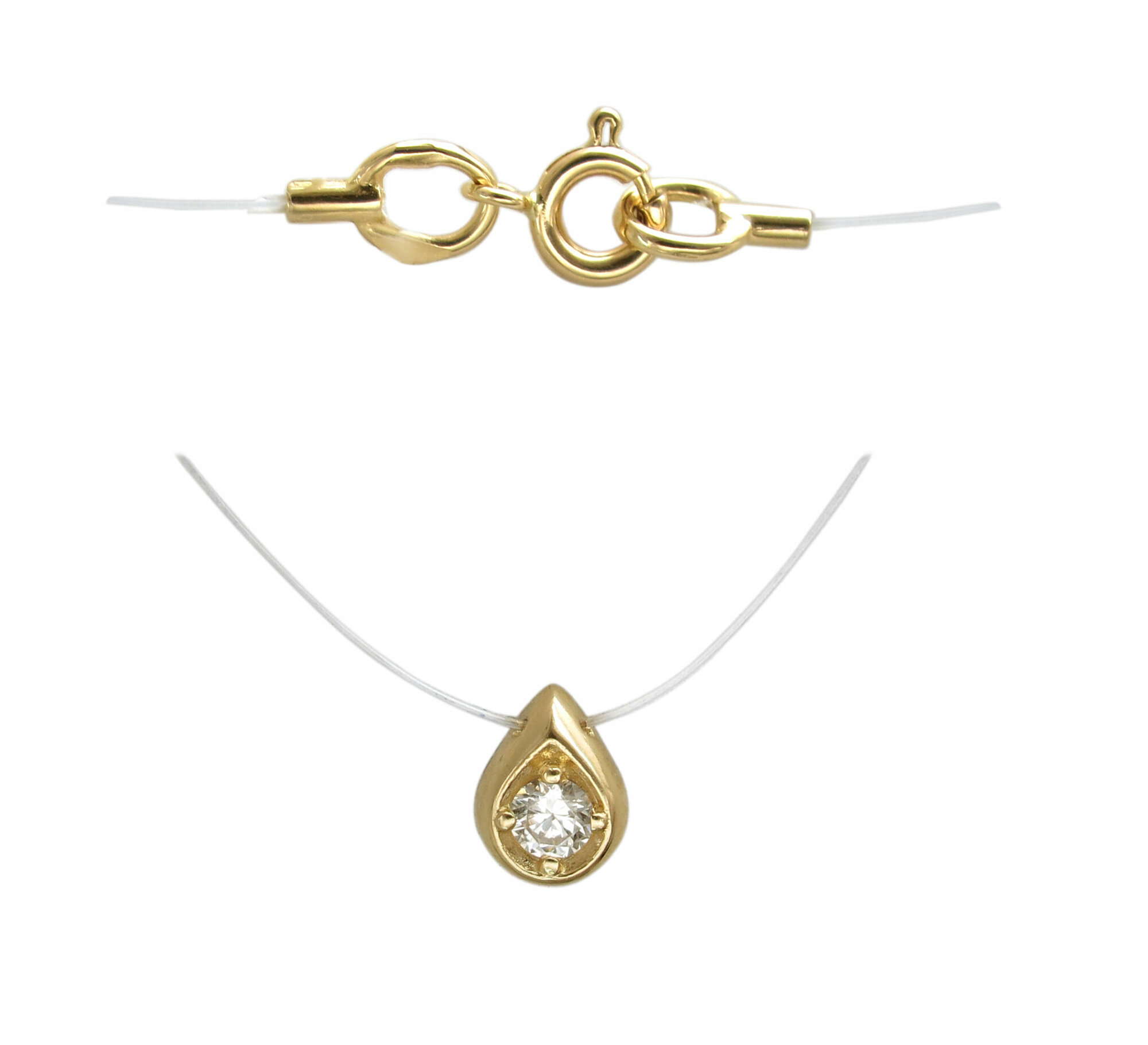 Колье, желтое золото, 585 проба, фианит