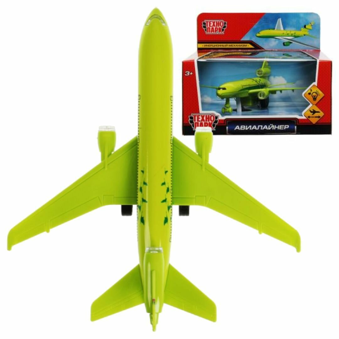 Модель Технопарк Авиалайнер, свет+звук, 19 см