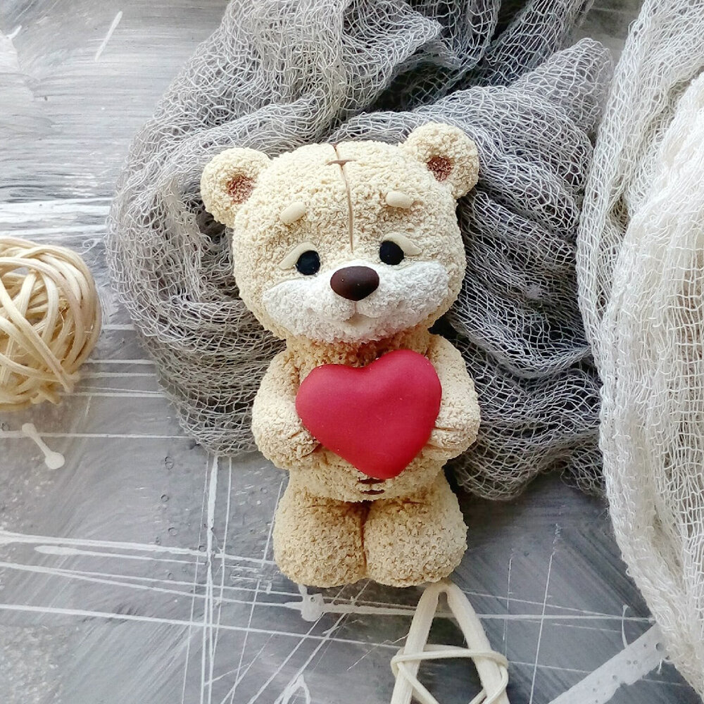 Силиконовая форма для мыла VJ Molds Мишка Тиша. Молд для творчества, рукоделия, мыловарения. Фигурка 3Д.