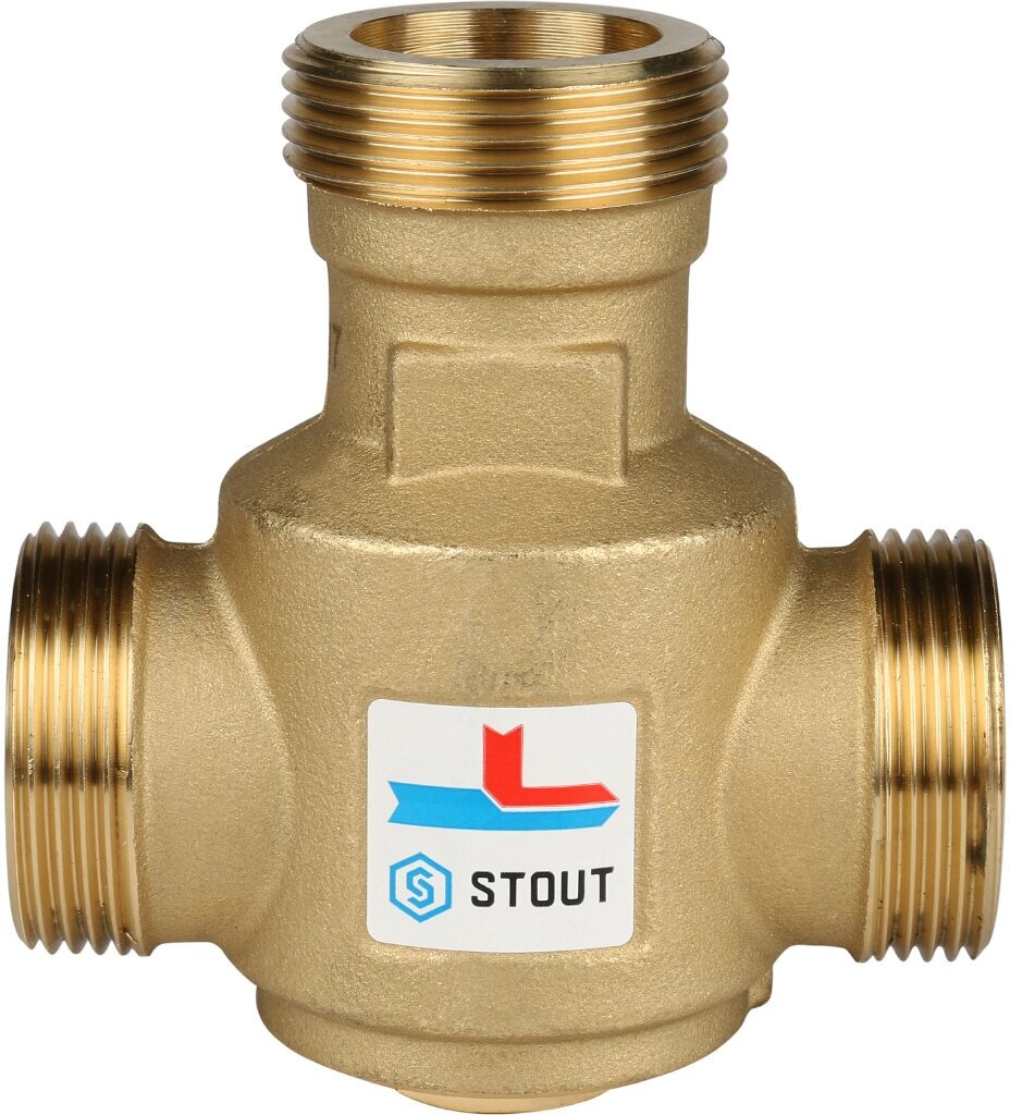 Трехходовой термостатический смесительный клапан STOUT G1-1/4 НР 60 С