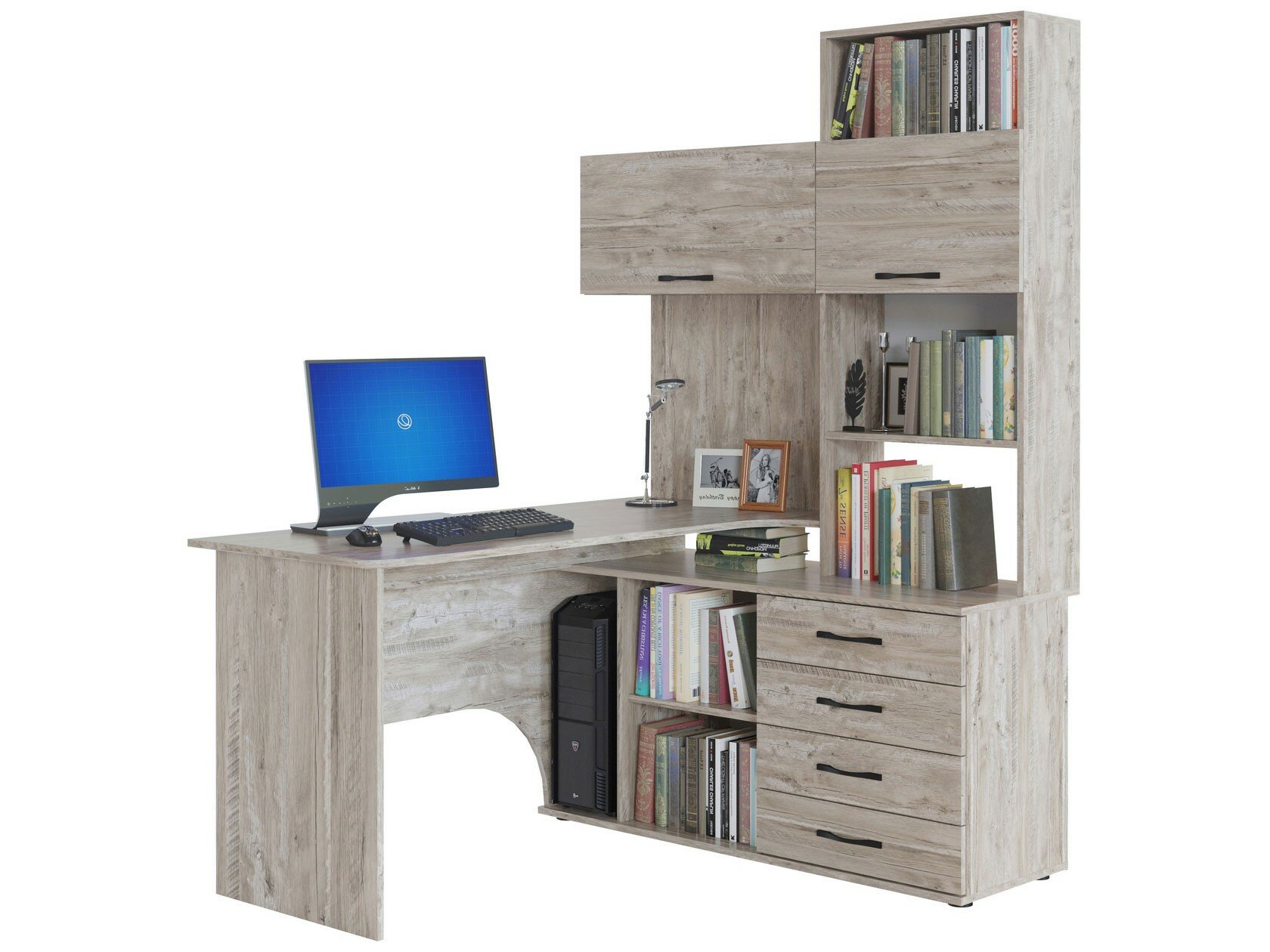 Стол компьютерный Сокол КСТ-14.1П Правый Дуб Юкон Размеры: Высота 1828мм Глубина 1235мм Ширина 1350мм