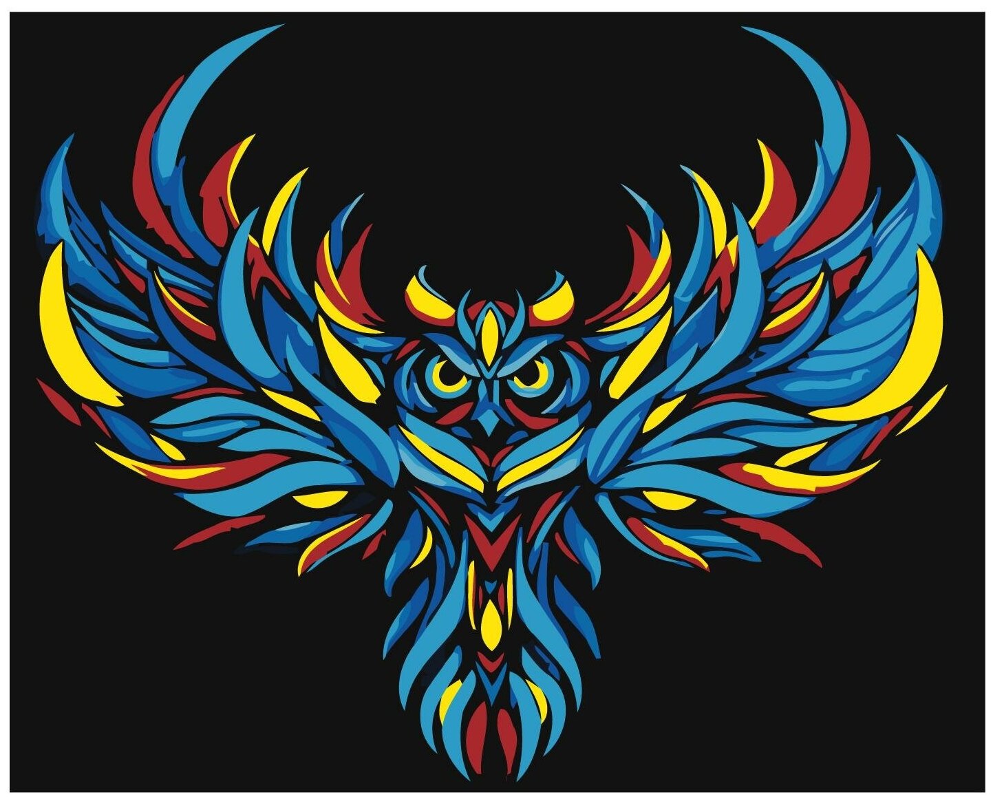 Радужная сова Раскраска картина по номерам на холсте