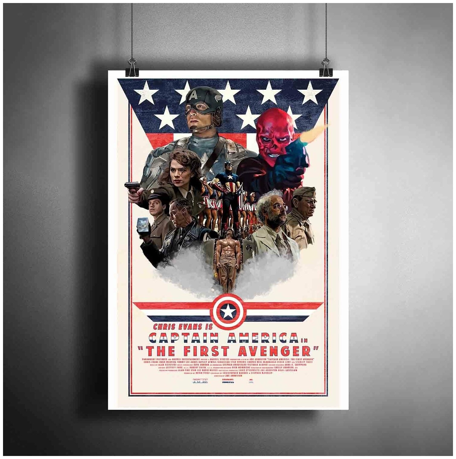 Постер плакат для интерьера "Капитан Америка: Первый мститель. Фильм"/ Декор дома, офиса. A3 (297 x 420 мм)