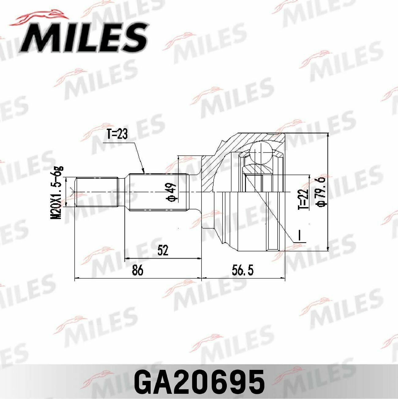 ШРУС MILES GA20695, для LADA Largus, наружный, 142.5 мм