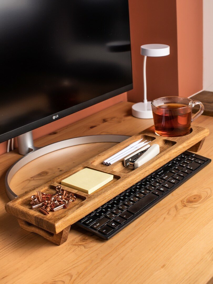 Органайзер Foxwoodrus, дерево, для канцелярии, подарок на новый год, 14x54,5 см