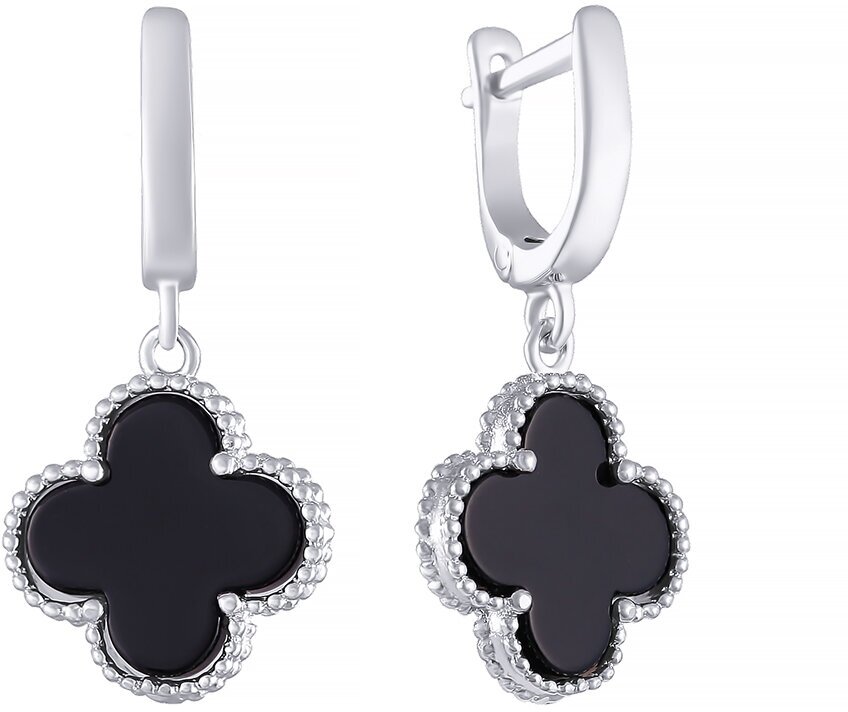 Серьги, серебро, 925 проба, оникс