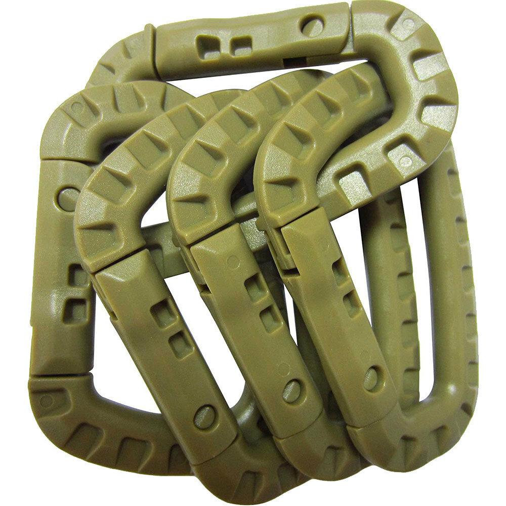 Карабин прочный 8,5 см, пластик, Зеленый, 5 штук