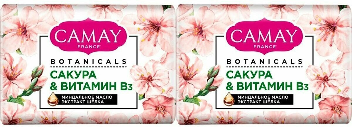 Мыло туалетное, Camay, японская сакура, 85 г, 2 шт