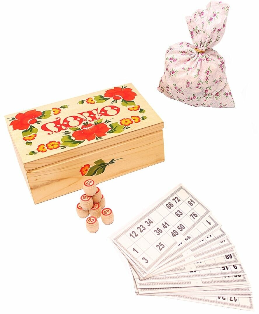 Русское лото 255х155х80мм, в деревян. распис. сундучке, ИН-3551