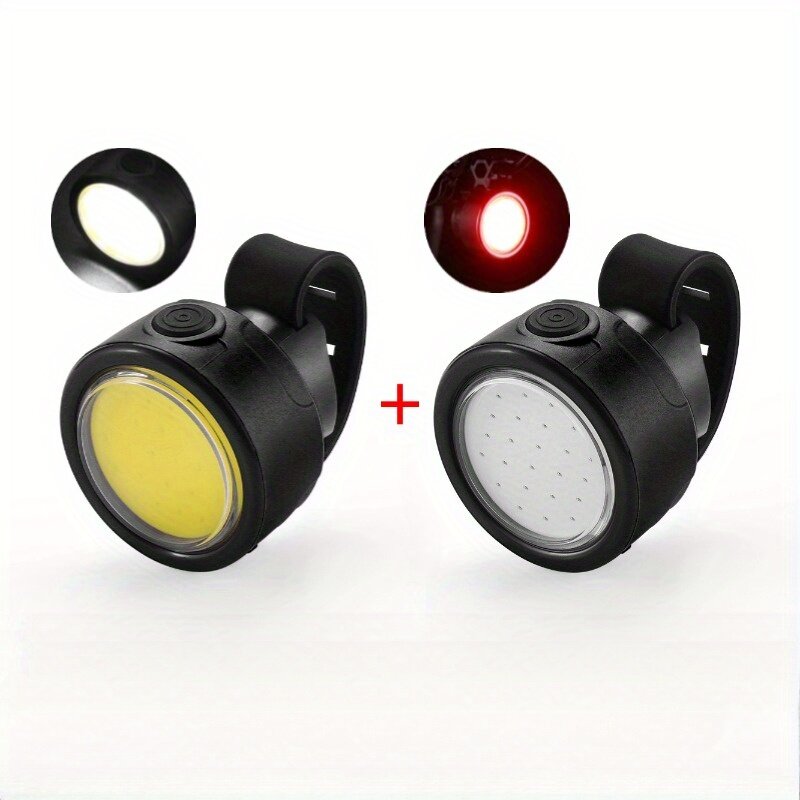 Фонари велосипедные LED мини, комплект 2 шт, передний и задний, USB-зарядка, регулируемая яркость