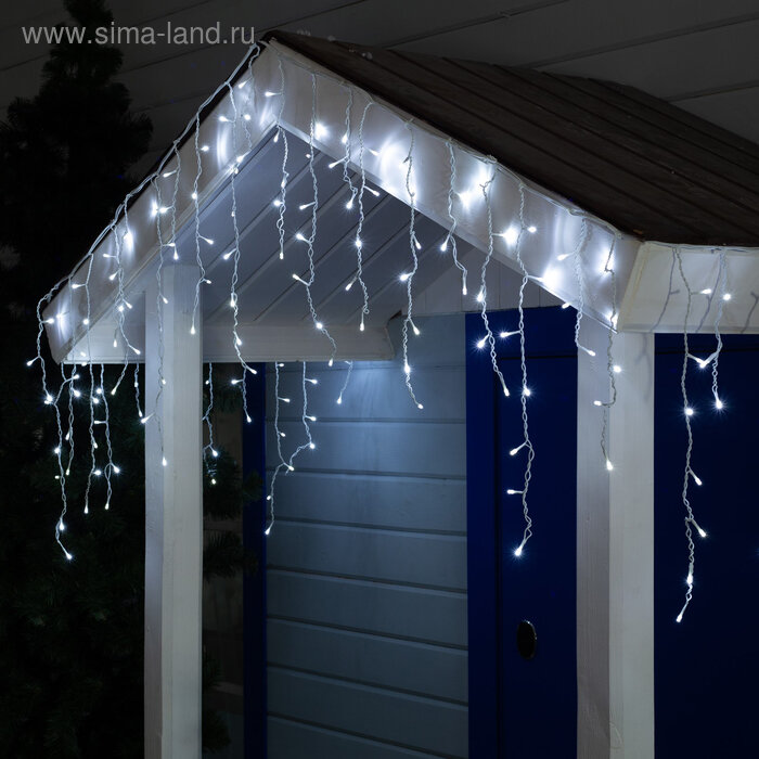 Гирлянда Бахрома 3×0.6 м, IP44, УМС, белая нить, 160 LED, свечение белое, мерцание белым, 220 В