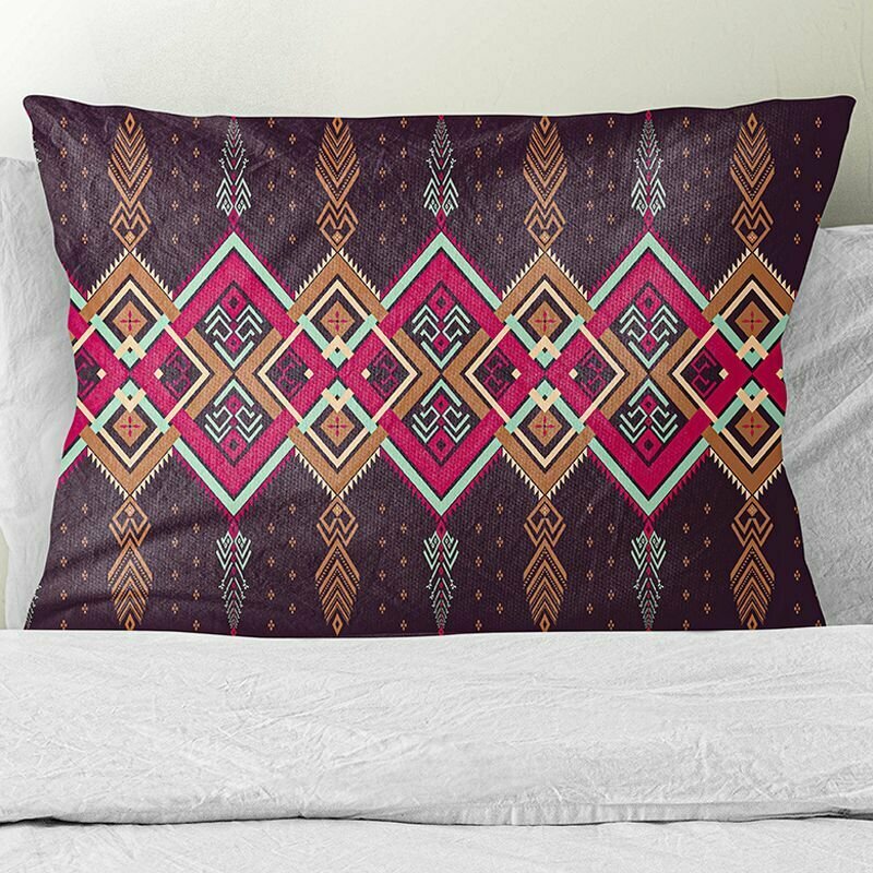 Подушка декоративная Марокканские узоры Малиновая Малина велюр 30х50