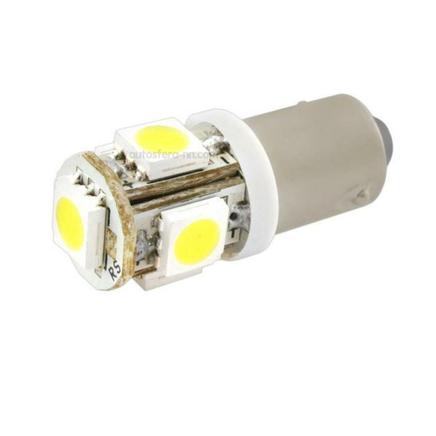 SKYWAY S08201233 Лампа подсветки светодиодная T8,5 (Т4W) 12V SKYWAY (5 SMD, с цоколем, BA9S. 1-конт. белая)