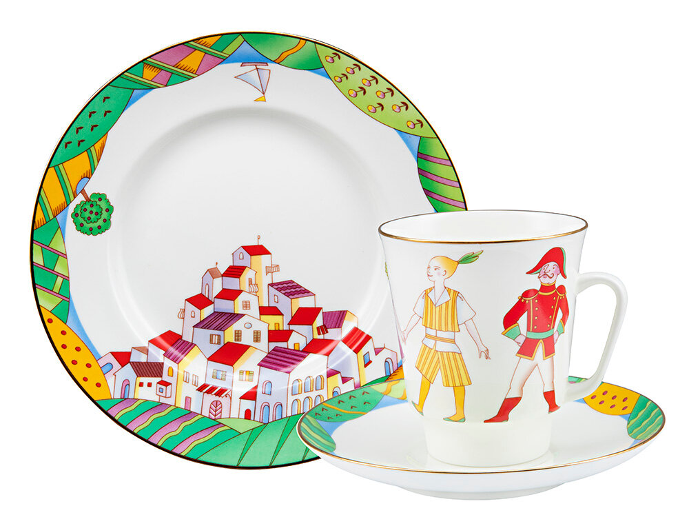 Набор кофейный ИФЗ Майская, Балет Чиполлино, 3 предмета, костяной фарфор 81.28737.00.1