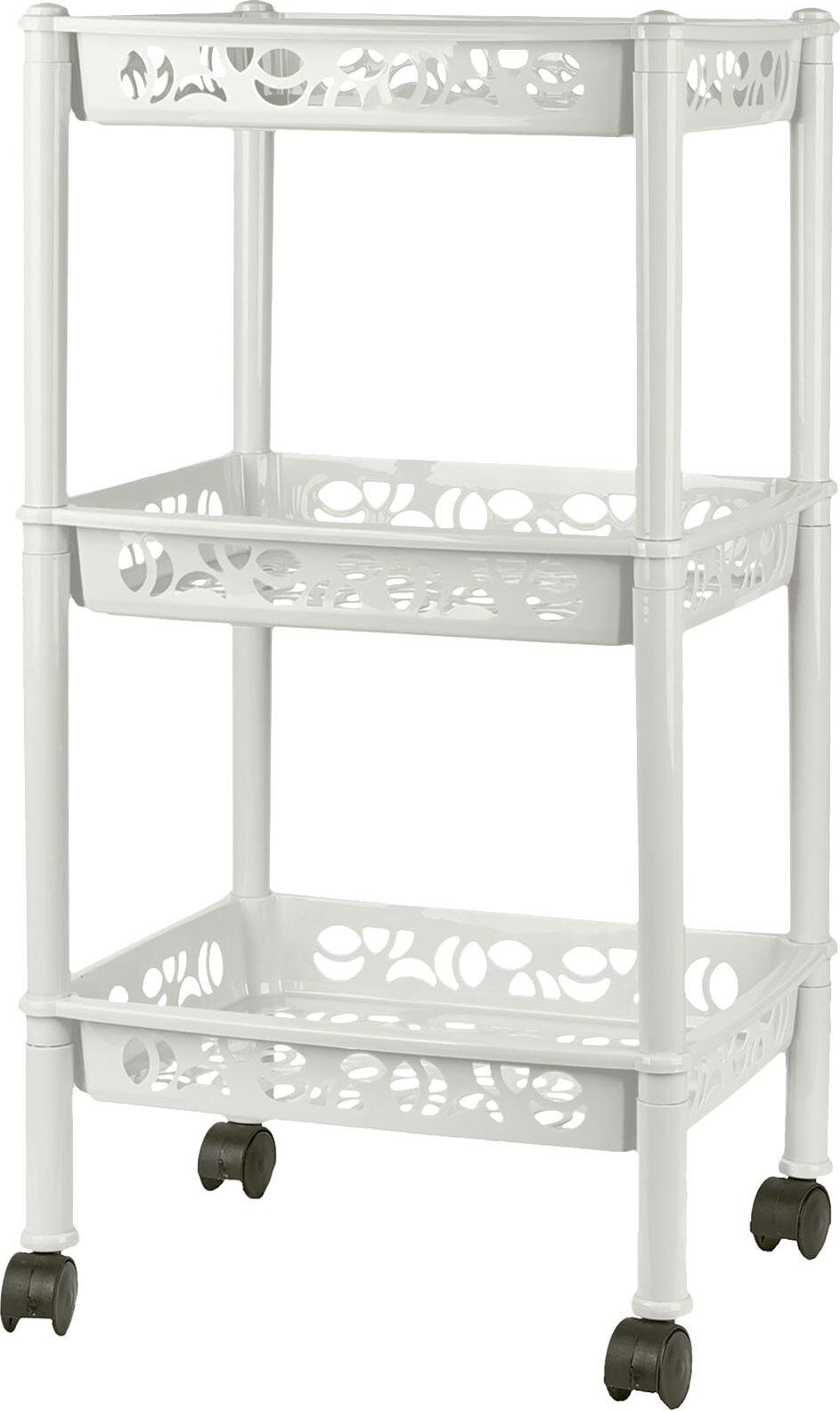 Этажерка Keeplex / Киплекс Light на колесиках пластик белый 37×29×69см 3 яруса / органайзер для хранения / стеллаж