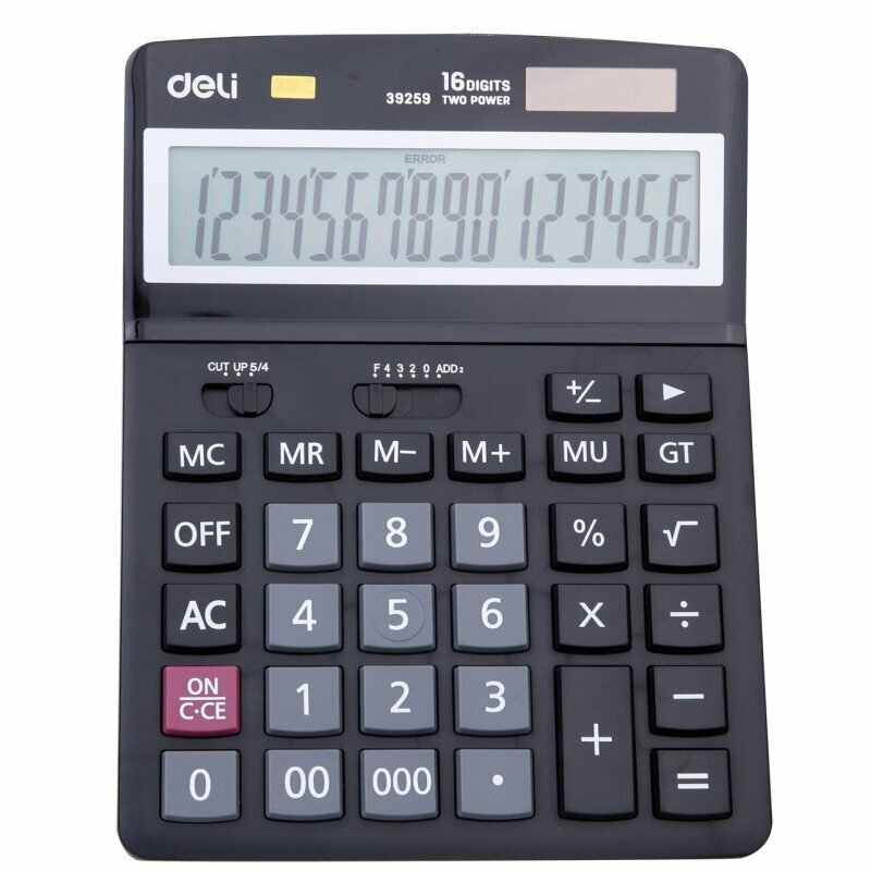 Deli Калькулятор настольный полноразмерный E39259, 16 разрядный, 193x149x46 мм, черный