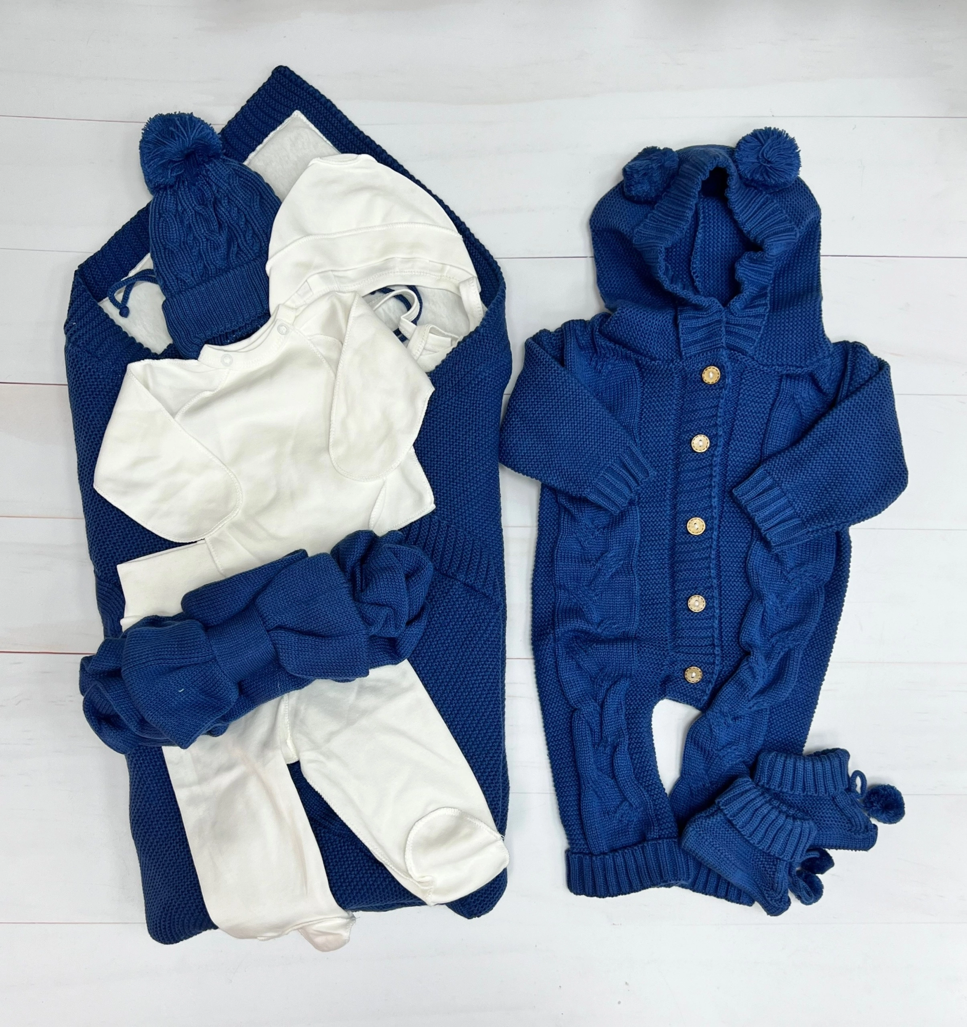 Конверт для новорожденных на выписку в роддом весна осень комплект в роддом Синий