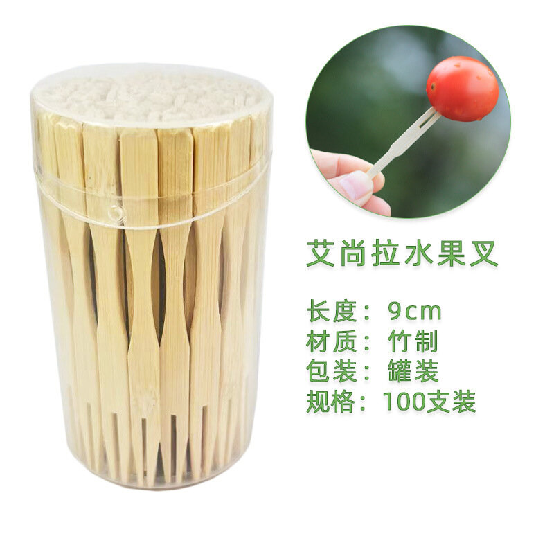 Одноразовые фруктовые вилки Aishan Bamboo Фруктовые палочки Отель на открытом воздухе Домашний торт Димсам Бутылка