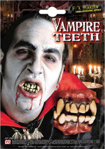 Зубы ужасные "Вампир" Vampire Teeth (зубы вампира) 4094F, красный, бежевый латекс, размер 7*4*2 см