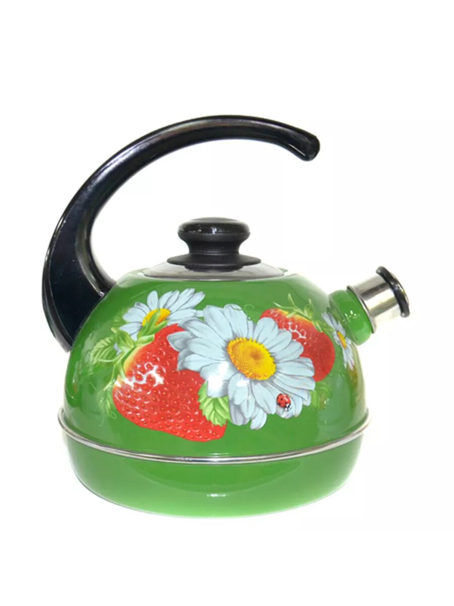 Чайник 3,5 л.(конс. ручка)-зеленый/клубника с ромашкой