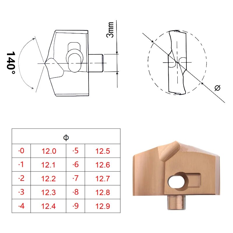1 шт. твердосплавная вставка HCD для сверл JCD Crown Deep Hole 3D 5D 8D 10D, .2, 12.0-12.9