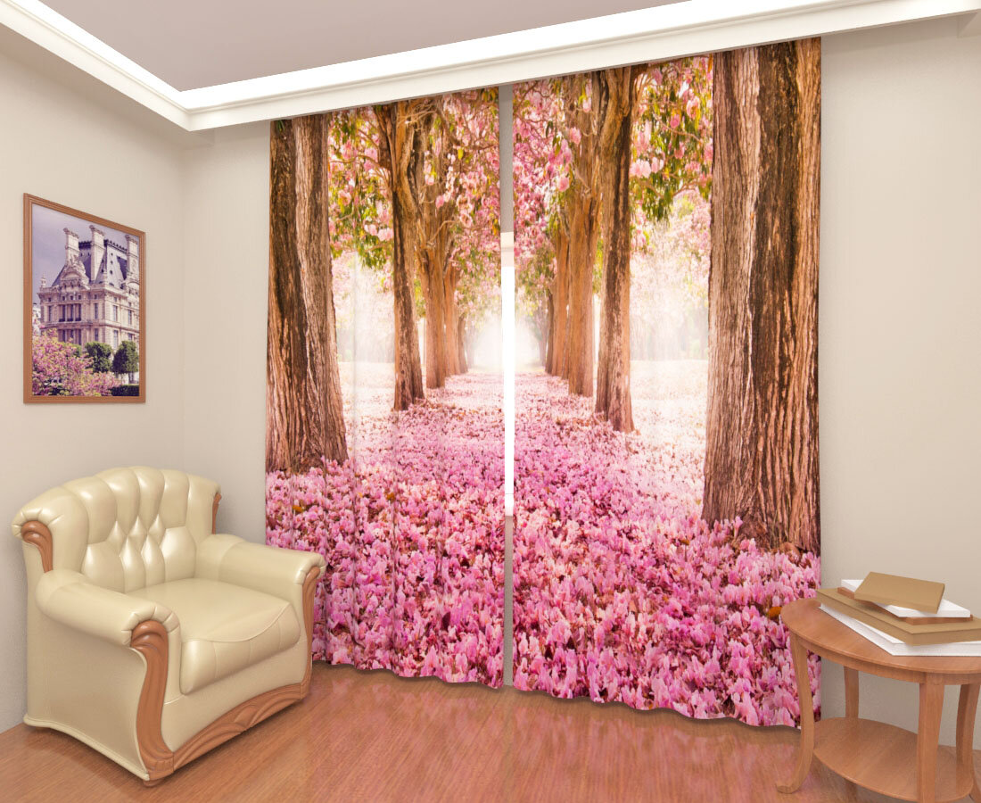 Фотошторы Арт Цветущий сад Габардин В: 260 см Ш: 2*145 = 290 см